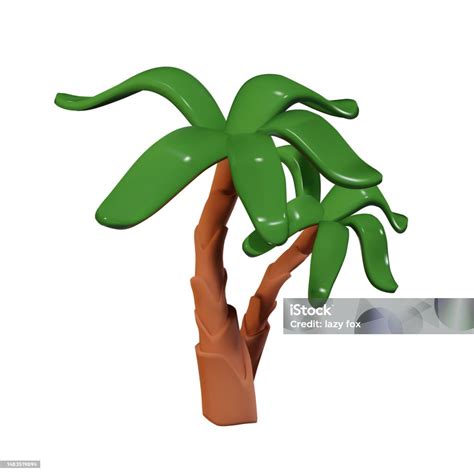 3d 렌더링 아이콘은 열대 및 여름 전단지와 배너를 위한 나뭇잎이 있는 두 그루의 야자수입니다 벡터 그림 3차원 형태에 대한 스톡 벡터 아트 및 기타 이미지 Istock