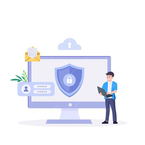 premium vector data protection concept shield on computer data
