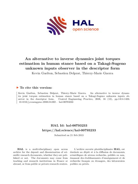 fillable online an alternative to inverse dynamics joint torques