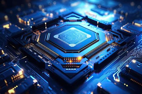 Premium Ai Image Powerful Quantum Cpu On Pcb Motherboard With Data Transfers
