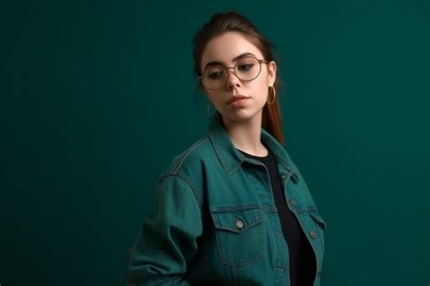 Premium Ai Image Young Pretty Attractive Girl In Denim Clothes In