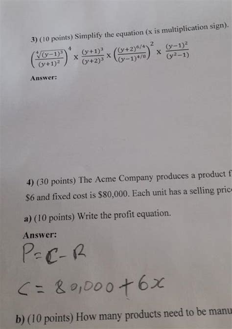 Solved Points Simplify The Equation X Is Chegg Com
