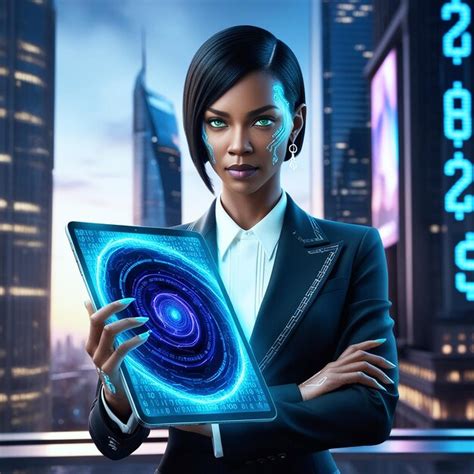 Binary Code Cyber Business Woman Premium Ai Generated Image