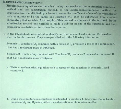 Solved B SIMULTANEOUS EQUATIONS Simultaneous Equations Can Chegg