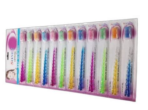 Medium Sonex Crystal Plastic Toothbrushes For Tooth Cleaning