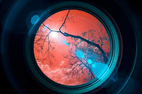 Infrared Photography A Circular Window Frame That Looks Out Onto A