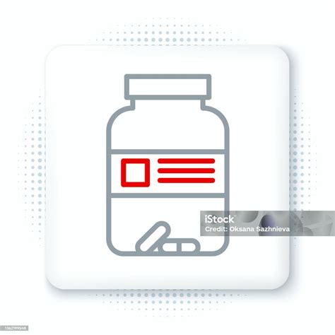 라인 의학 병 과 알 약 아이콘 흰색 배경에 격리 병 알약 기호 약국 디자인 다채로운 개요 개념 벡터 0명에 대한 스톡 벡터