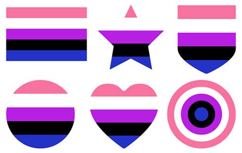 젠더플루이드 프라이드 플래그 세트 Lgbt 프라이드 깃발 모양 세트 0명에 대한 스톡 벡터 아트 및 기타 이미지 0명 게이