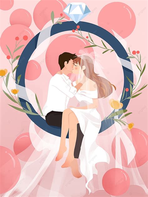 Pink Sweet Romantic Wedding Illustration Wedding Love Romantic
