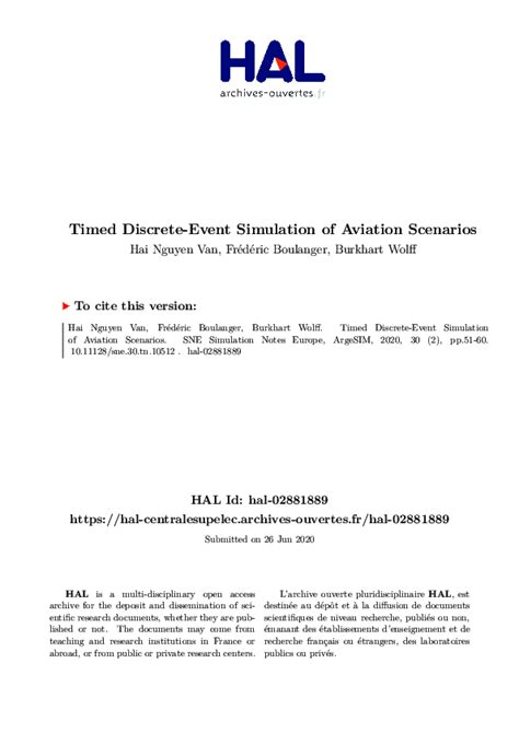 Pdf Simulation Of Timed Events In Aviation Systems