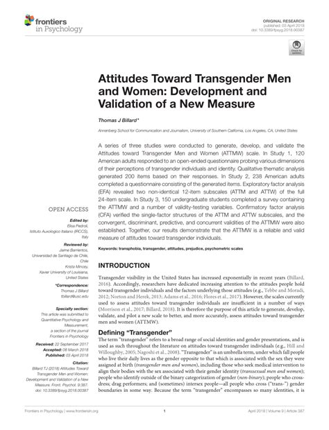 Pdf Attitudes Toward Transgender Men And Women Development And