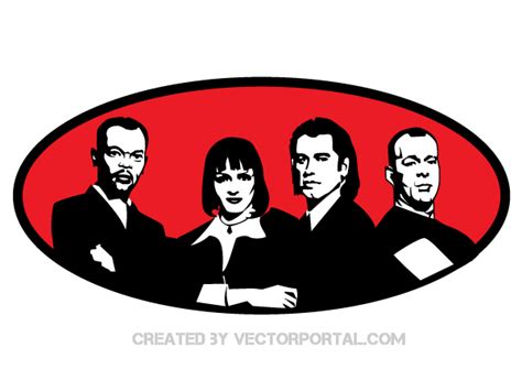 Free Download Pulp Fiction Movie Characters Vector Portrait Clip Art Image