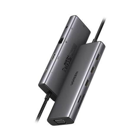 Ugreen Port Hub 10 In 1 USB C To 3x USB A HDMI VGA TF SD AUX Lan With
