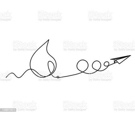 흰색 배경에 선 그리기로 종이 비행기가 있는 추상 드롭 개념에 대한 스톡 벡터 아트 및 기타 이미지 개념 낙서 드로잉