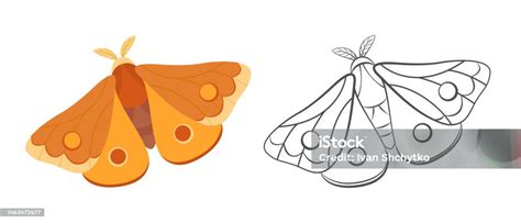 나방 색상 그림과 개요 밤 나비의 만화 간단한 그림입니다 벡터 비행 곤충 플랫 아이콘입니다 로고 개념입니다 나방에 대한 스톡