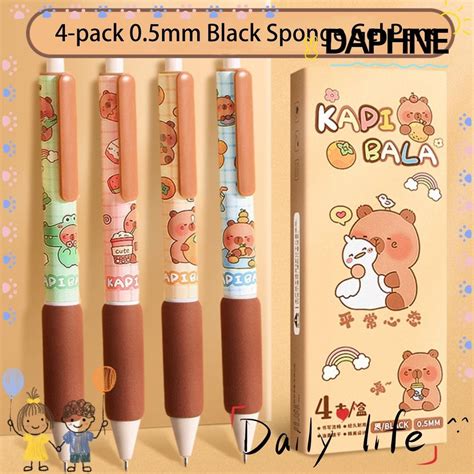 Daphne 4 ชิ้น กล่อง Capybara Neutral ปากกา 0 5 มม หมึกสีดํากดประเภทลง