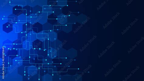 Abstract Futuristic Technology With Connecting Dots Lines And Hexagons Digital Networking Big