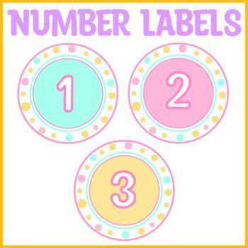 Printable Pastel Polka Dots Number Labels 1 To 36 Editable Number