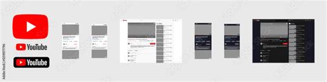 Youtube Multimedia Player Window Template Youtube Video Template Set Isolated Youtube Screen