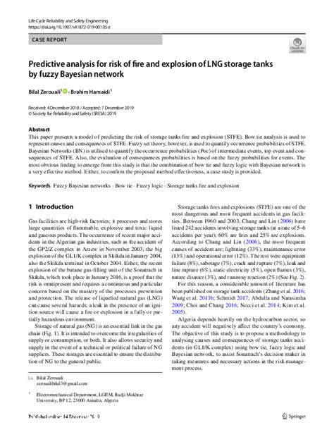 Pdf Predictive Analysis For Risk Of Fire And Explosion Of Lng Storage