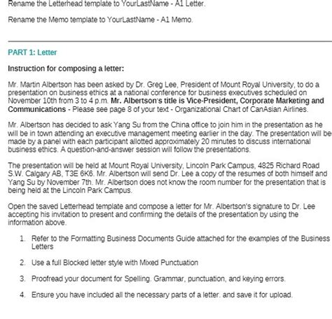 Solved Rename The Letterhead Template To YourLastName Al Letter