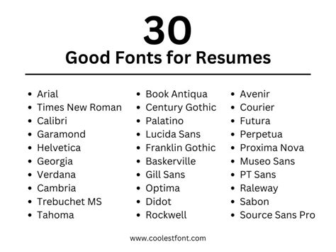 30 Good Fonts For Resumes Elevate Your Professional Image Coolest Font
