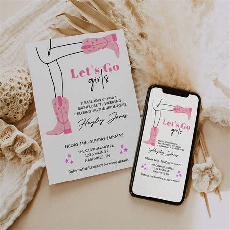 Cowgirl Themed Bachelorette Party Invitations
