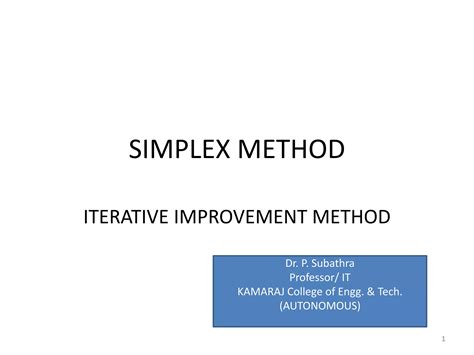 Simplex Method Ppt