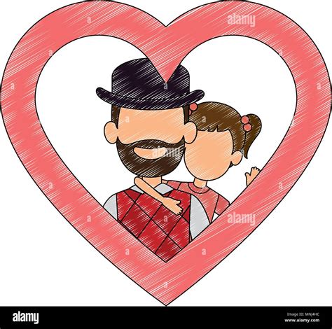Cute Father With Daughter In Heart Stock Vector Image And Art Alamy