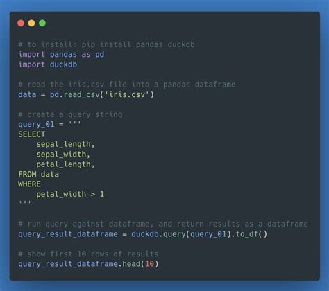 using sql in pandas with duckdb marquinsmith