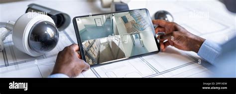 Alarm Intruder Video Monitoring And Security Surveillance System Stock