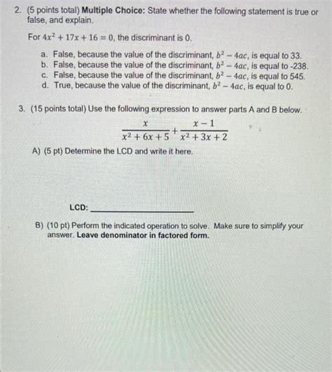 solved 1 20 points total consider the problem 2x2 4x 3 0