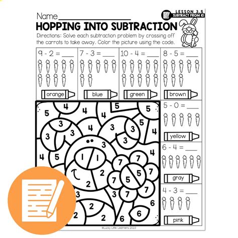 Lucky To Learn Math 1st Grade Lesson 35 Subtract From 10 With Manipulatives Independent