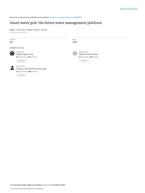 Smart Water Grid The Future Water Management Platf Pdf