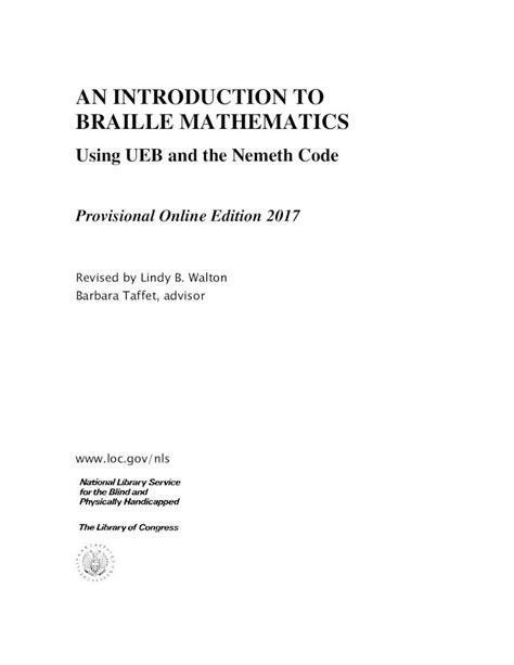 pdf an introduction to braille mathematics troduction to numerals