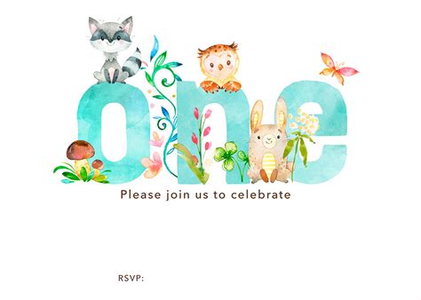 Free Printable Woodland First Birthday Invitation Dolanpedia