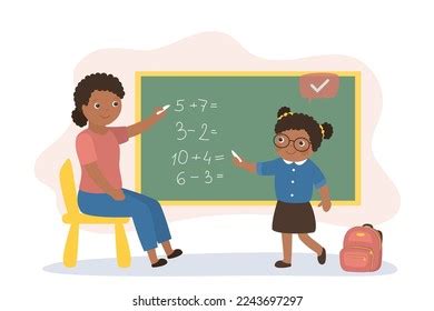 Teacher Explains Math Cute African American Stock Vector Royalty Free