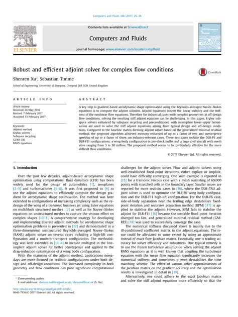 Pdf Robust And Efficient Adjoint Solver For Complex Flow Conditions
