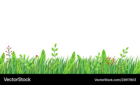 Spring Grass Seamless Border Floral Royalty Free Vector