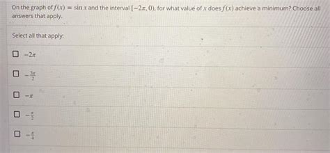 solved on the graph of f x sin x and the interval [ 2π