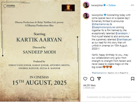 Forgetting Differences Karan Johar Announces New Film On Kartik Aaryan