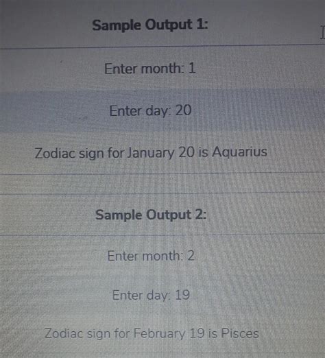 Solved 3 Task 2 Writing A Zodiac Sign C Program Write A C