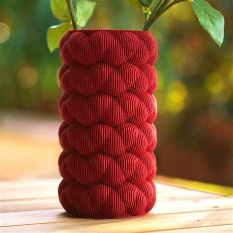 Cherry Inspired Ribbed Vase Modern House Decor With Sculpted Design