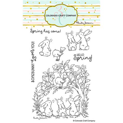 Colorado Craft Company Clear Photopolymer Stamps Bunnies And Robin