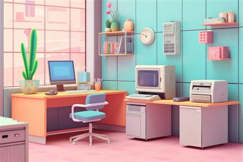 Premium Ai Image There Is A Computer Desk With A Monitor And A