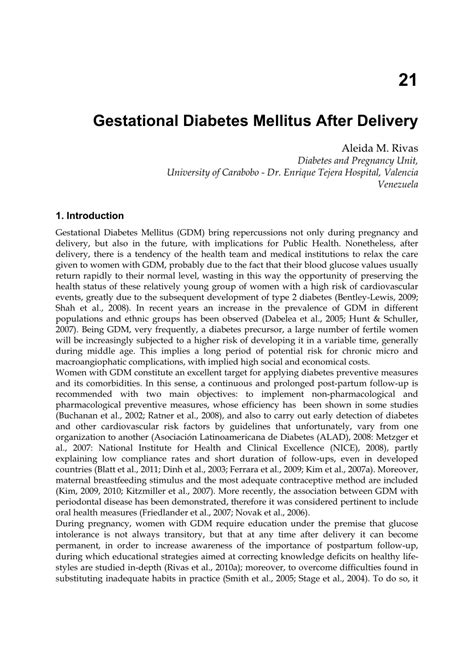 Pdf Gestational Diabetes Mellitus After Delivery