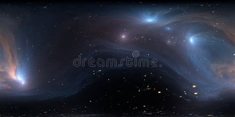 360 Degree Fantasy Space Nebula Giant Interstellar Cloud With Stars Equirectangular Projection