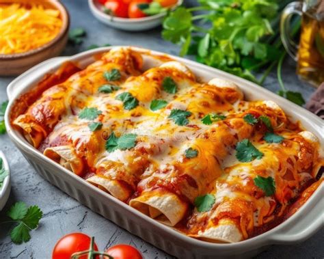 Amigos Que Comparten Una Gran Fuente De Enchiladas En Cinco De Mayo Una