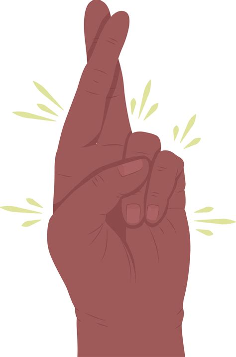 Wish For Luck Semi Flat Color Vector Hand Gesture Editable Pose Human Body Part On White