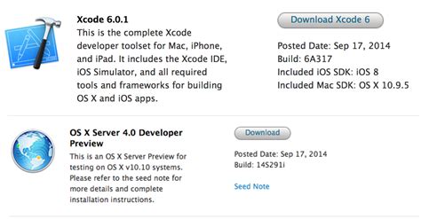 Apple Releases Xcode 601 To The App Store Seeds New Os X Server